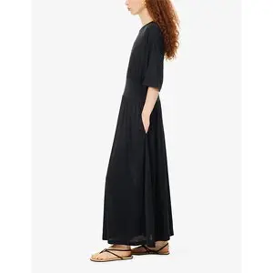 TOTEME Cotton-and-silk Midi Dress - Black