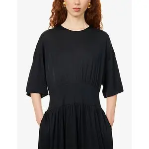 TOTEME Cotton-and-silk Midi Dress - Black