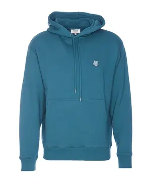 Maison Kitsuné Bold Fox Head Patch Drawstring Hoodie - Blue