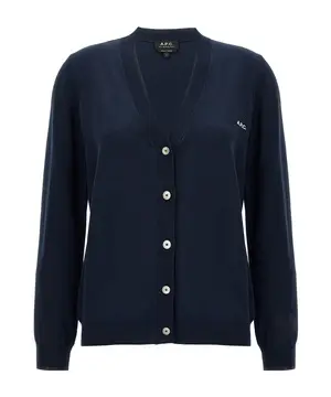 A.p.c. Logo Detailed V-neck Cardigan - Black