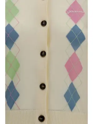 GANNI Diamond Pattern Cardigan