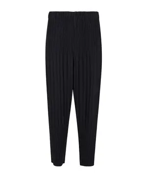 Issey Miyake Homme Plissé Pleated Cropped Trousers - Black