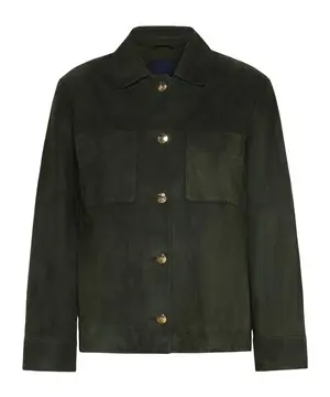 Max Mara S Abisso" Leather Shirt Jacket - Green