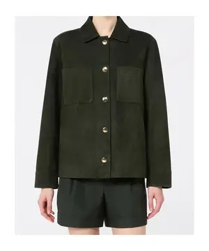 Max Mara S Abisso" Leather Shirt Jacket - Green