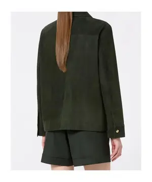 Max Mara S Abisso" Leather Shirt Jacket - Green