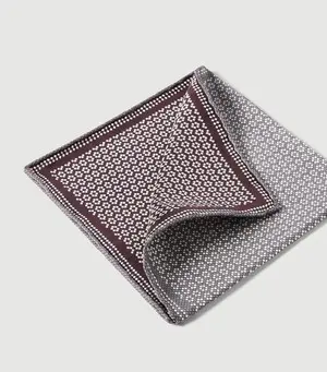 Brunello Cucinelli Silk Patterned Pocket Square - Grey