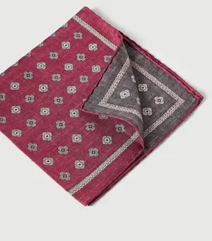 Brunello Cucinelli Silk Medallion Pocket Square - Red