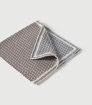 Brunello Cucinelli Silk Tile-pattern Pocket Square - Brown