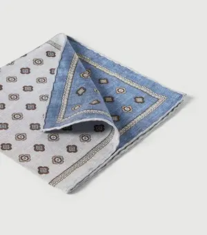 Brunello Cucinelli Silk Medallion Pocket Square