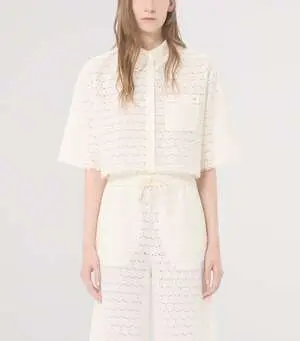 Valentino Garavani Cropped Broderie Anglaise Shirt - Ivory