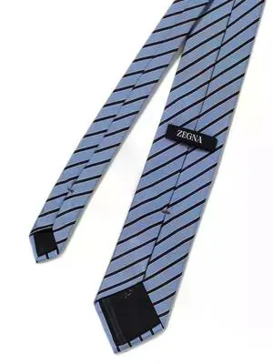 Zegna Striped Silk Tie - Blue