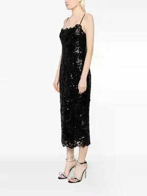 Marchesa Sequined Floral Midi Dress