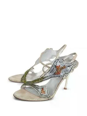 LORIBLU 85mm Crystal-embellished Floral Sandals