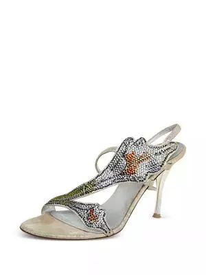 LORIBLU 85mm Crystal-embellished Floral Sandals