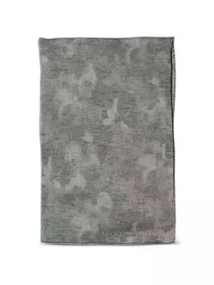 Emporio Armani Logo-jacquard Frayed Scarf - Grey