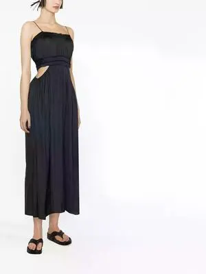 Maje Pleated Midi Dress With Cut-out Detail