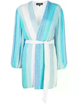 Retrofete Gabrielle Striped Sequin Wrap Dress