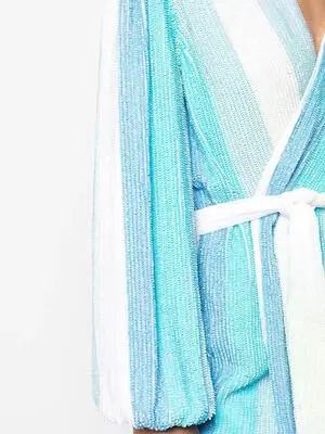 Retrofete Gabrielle Striped Sequin Wrap Dress