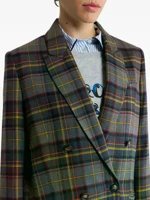 Etro Double-breasted Check Stretch Wool Jacket - Grey