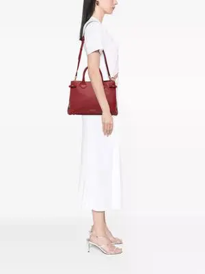 Burberry Medium Leather And House Check Banner Satchel - Red