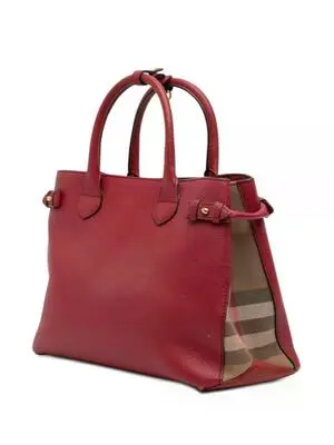 Burberry Medium Leather And House Check Banner Satchel - Red