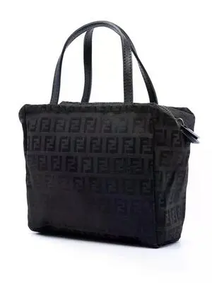 Fendi Mini Zucchino Canvas Handbag - Black