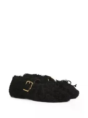 Marni Shearling Ballerinas With Buckle Detail