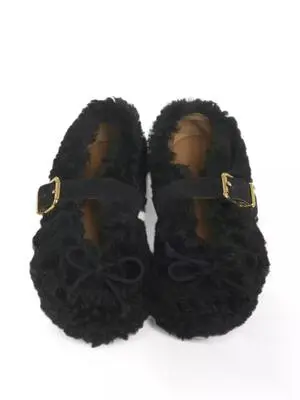 Marni Shearling Ballerinas With Buckle Detail
