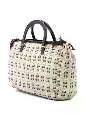 Prada Canvas Bow Cloquet Handle Bag