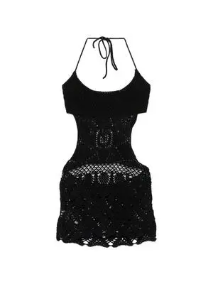 Frankies Bikinis Gabriella Crochet Mini Dress - Black