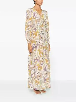 Momoni Horse-print Wrap Maxi Dress