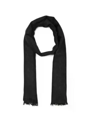 Emporio Armani Jacquard-logo Frayed Scarf