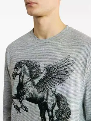 Etro Long-sleeved Cotton Sweater With Pegaso Print