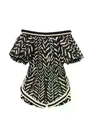 Johanna Ortiz Geometric Pattern Off-shoulder Jumpsuit - Black