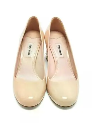 Miu Miu Crystal-embellished Block-heel Pumps