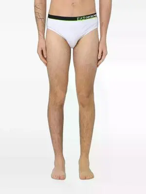 EA7 Logo-waistband Swimming Briefs - White