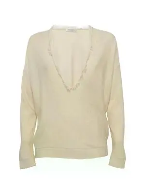 Brunello Cucinelli Fringed V-neck Sweater