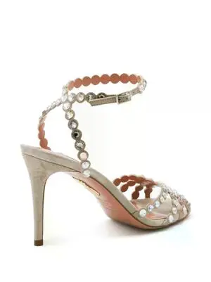 AQUAZZURA Tequilla Crystal-embellished Scalloped Sandals