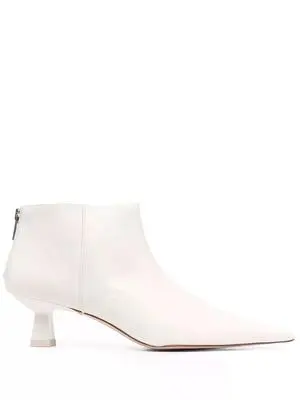 GANNI 65mm Pointed Toe Zip Up Calf Leather Boots