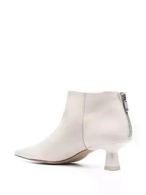 GANNI 65mm Pointed Toe Zip Up Calf Leather Boots