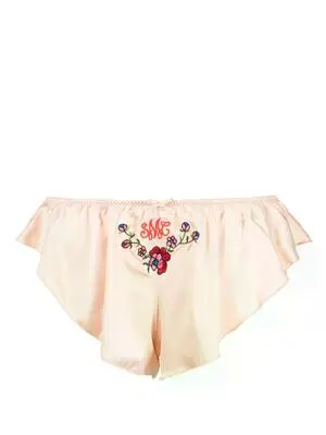 Stella McCartney Floral-embroidered Satin Pyjama Bottoms - Neutrals