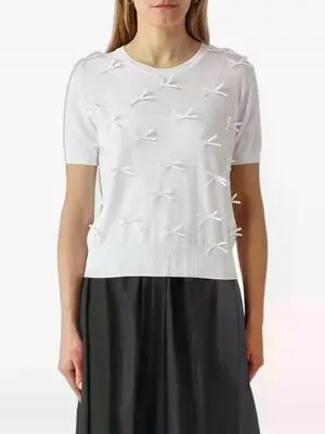 MEIMEIJ Bow-embellished Knit T-shirt - White