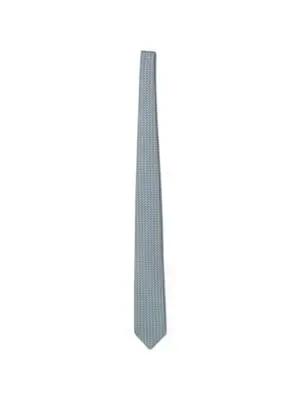 FERRAGAMO Gancini Print Silk Tie - Blue
