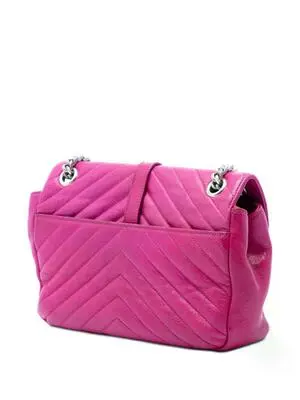 Saint Laurent Medium Chevron Sheepskin Monogram College Shoulder Bag - Pink