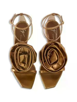 GIUSEPPE ZANOTTI Curded Flowers Sandal 105 - Brown
