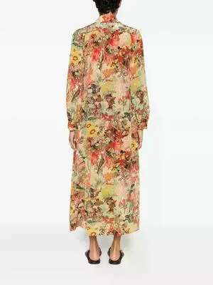 Momoni Silk Floral Print Midi Dress