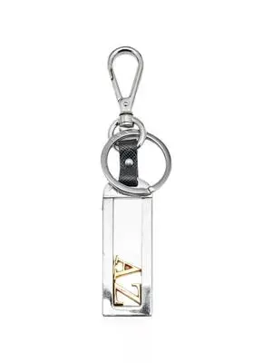 Prada Saffiano Leather Key Chain - Silver