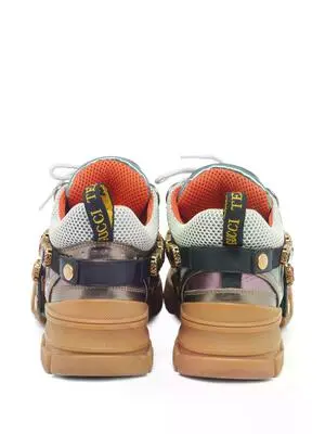 Gucci Flashtrek Crystal-embellished Sneakers - Gold
