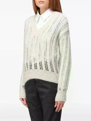 Brunello Cucinelli V-neck Open-knit Sweater