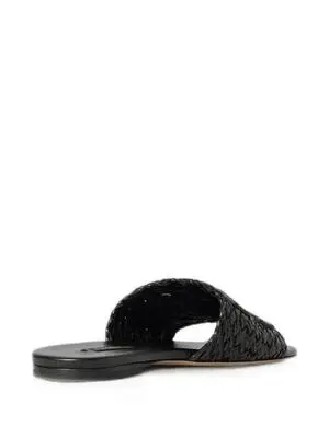 Casadei Ischia Woven Leather Sandals - Black